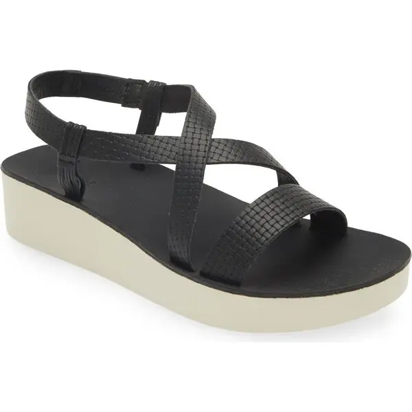 Olukai Onohi Strappy Platform Sandal - Black/white Sand