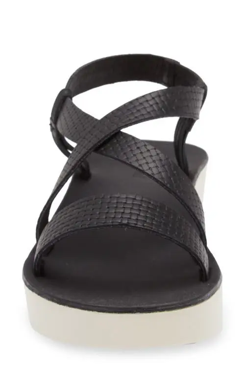 Olukai Onohi Strappy Platform Sandal - Black/white Sand