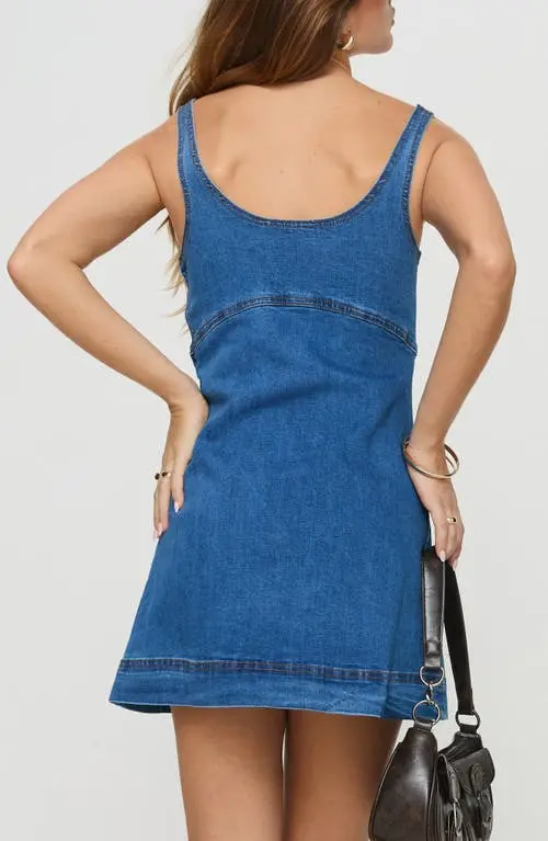 strapless open back dress Say Goodnight Denim Halter Mini Dress Mid Wash main image 1