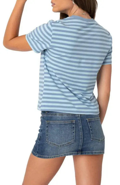 EDIKTED Callahan Striped Crewneck T-shirt - Blue