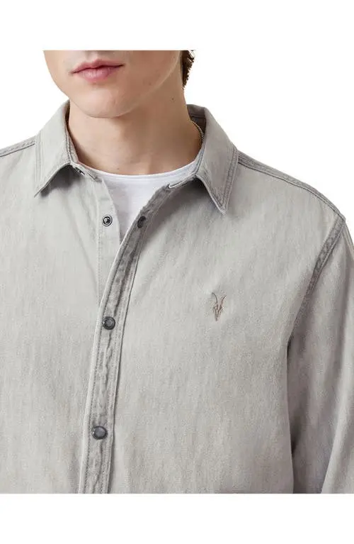 ALLSAINTS Gleason Cotton Denim Snap-up Shirt - Grey