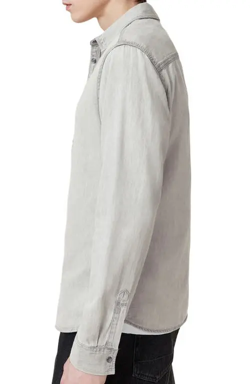 ALLSAINTS Gleason Cotton Denim Snap-up Shirt - Grey