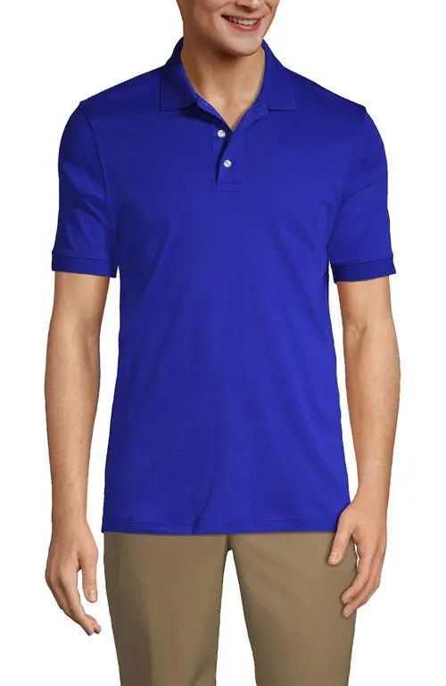 LANDS' END School Uniform Long Sleeve Interlock Polo Shirt - Cobalt