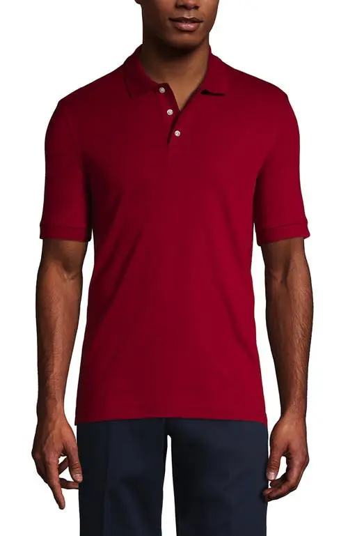 LANDS' END School Uniform Long Sleeve Interlock Polo Shirt - Garnet