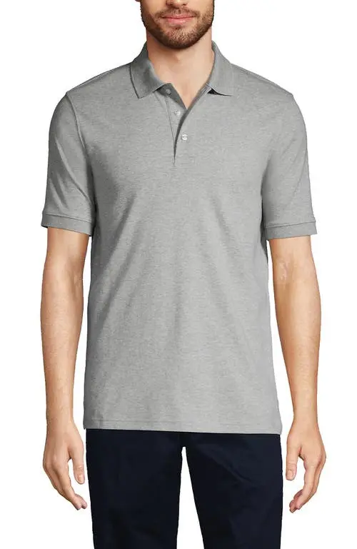 LANDS' END School Uniform Long Sleeve Interlock Polo Shirt - Gray Heather