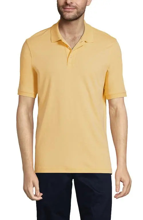 LANDS' END School Uniform Long Sleeve Interlock Polo Shirt - Maize