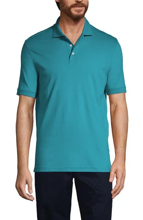 LANDS' END School Uniform Long Sleeve Interlock Polo Shirt - Teal Breeze