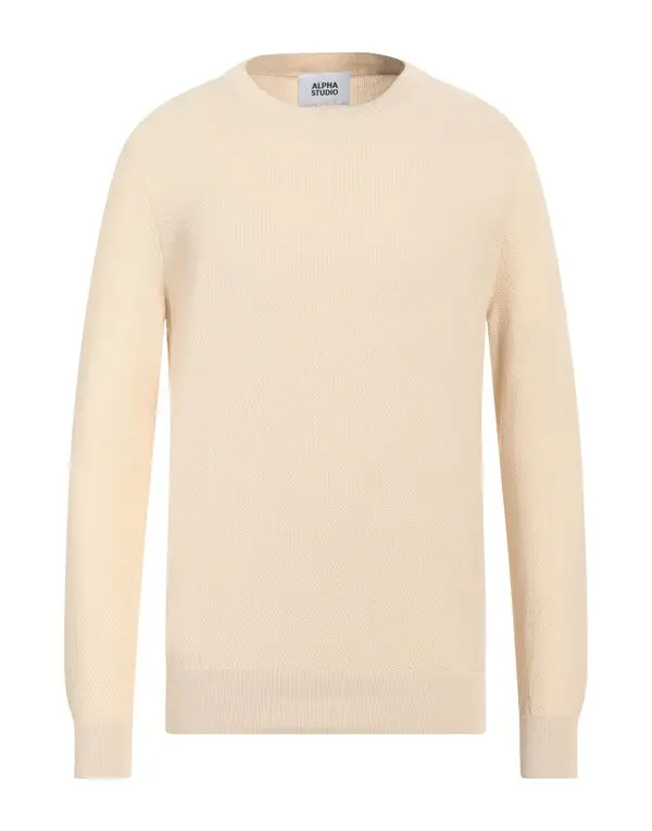 Alpha Studio Knitted Crewneck Sweater - Beige