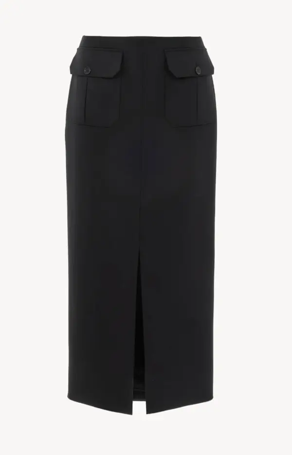 Chloé Midi Skirt In Wool Grain De Poudre