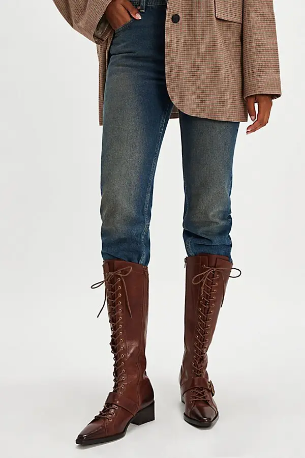 Jeffrey Campbell Nelly Lace-Up Boots Light Brown Brush