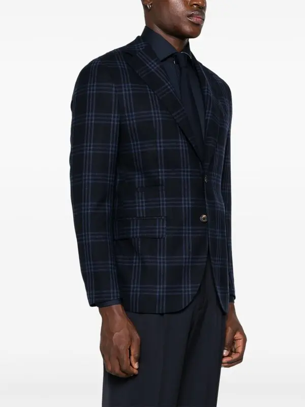 Eleventy Checkered Blazer - Blue