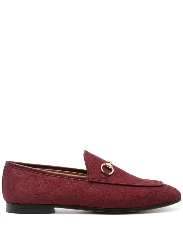 Gucci Macro Gg Canvas Loafers - Red