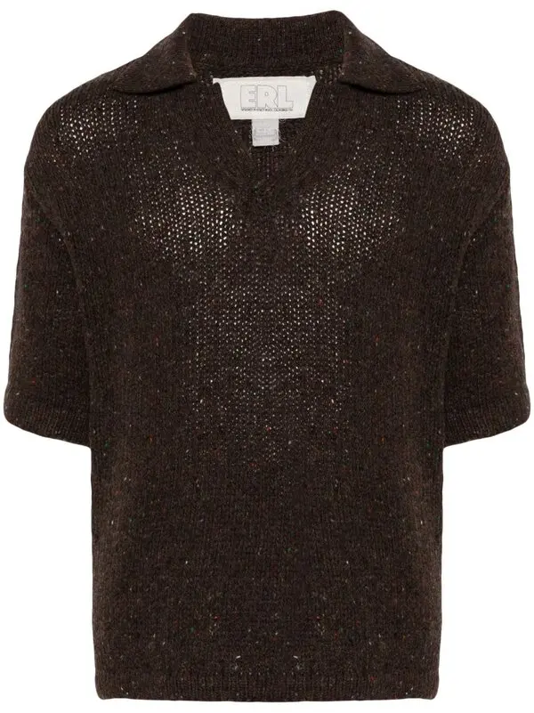 ERL Speckle-knit Polo Sweater