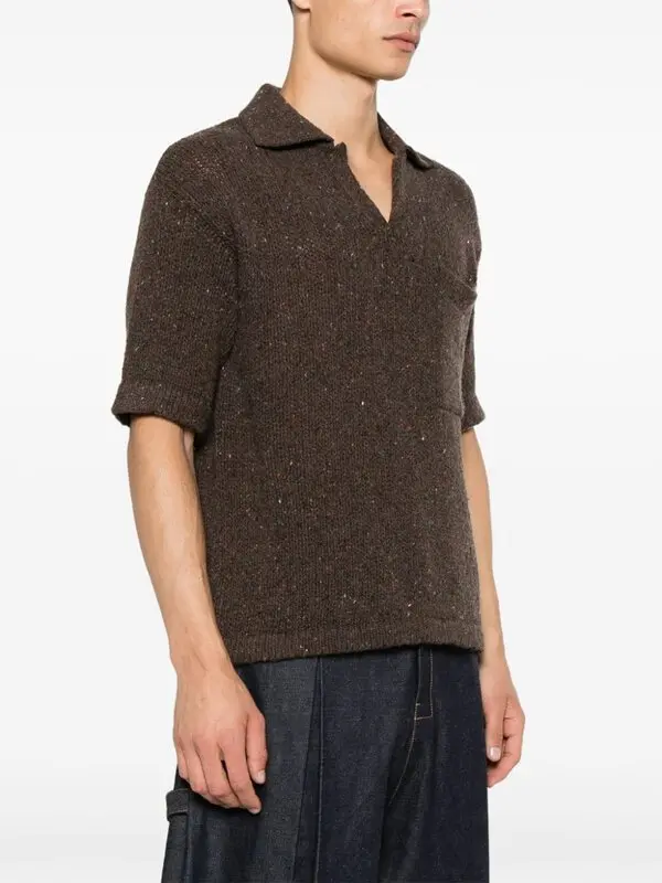 ERL Speckle-knit Polo Sweater