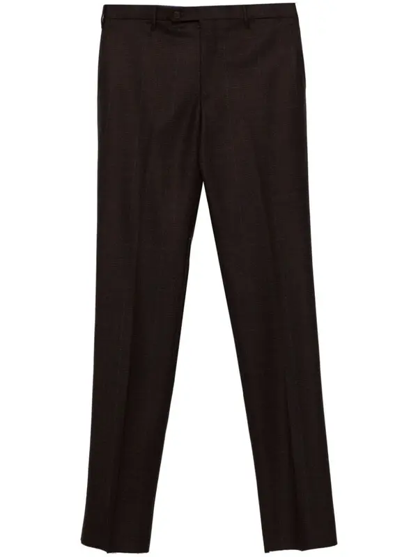 ROTA Checked Virgin Wool Trousers - Brown