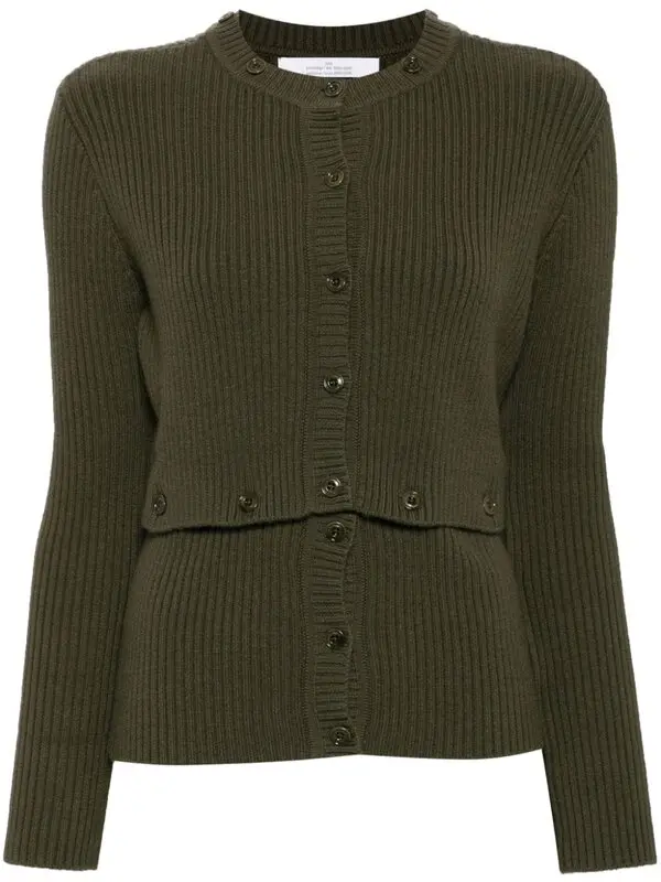 Rokh Multi-button Ribbed Knit Cardigan - Green