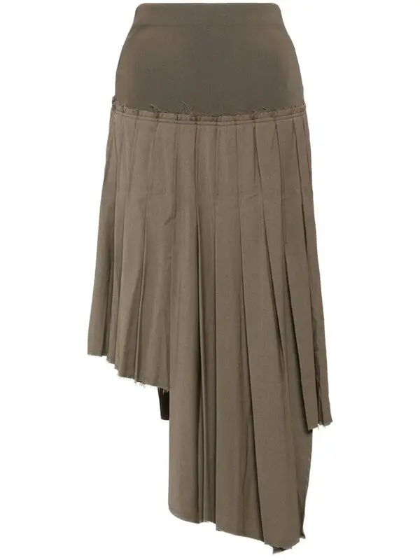 Rokh Ribbed Pleated Skirts - Brown