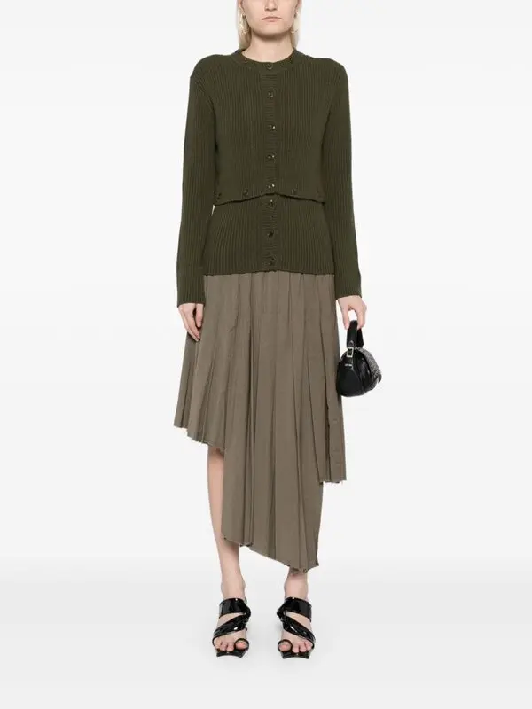 Rokh Ribbed Pleated Skirts - Brown