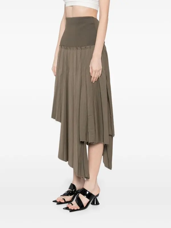 Rokh Ribbed Pleated Skirts - Brown