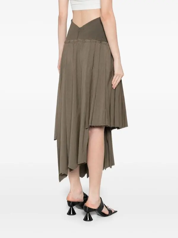 Rokh Ribbed Pleated Skirts - Brown