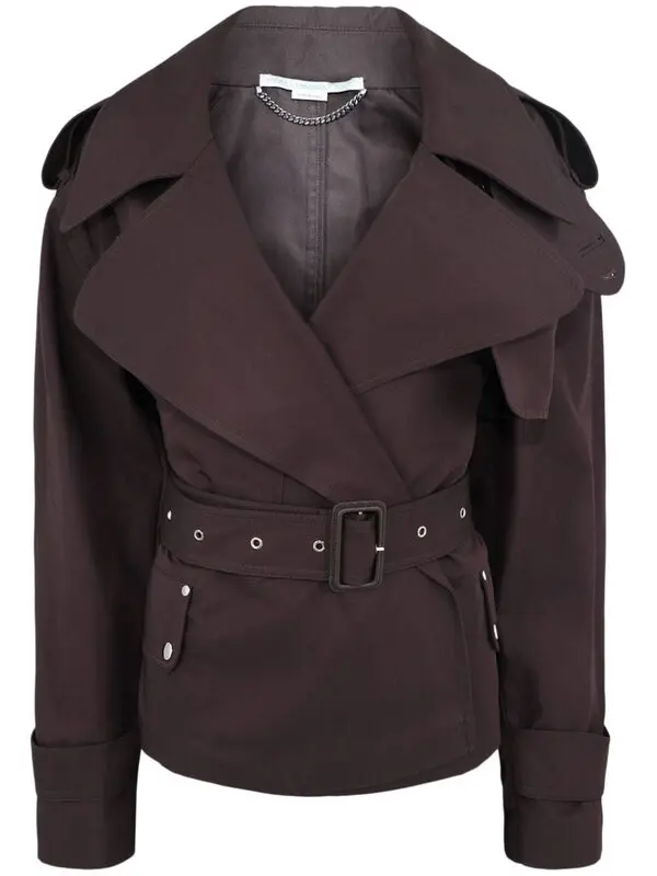 Stella McCartney Belted Cropped Trench Jacket - Brown