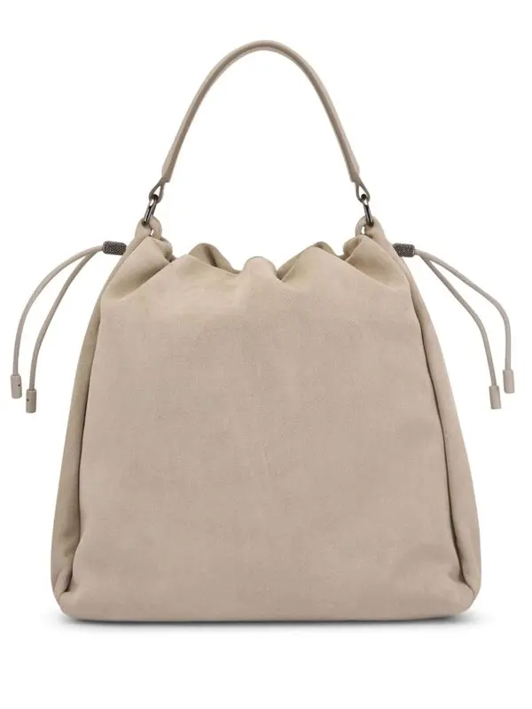 Brunello Cucinelli Monili Drawstring Shoulder Bag - Neutrals