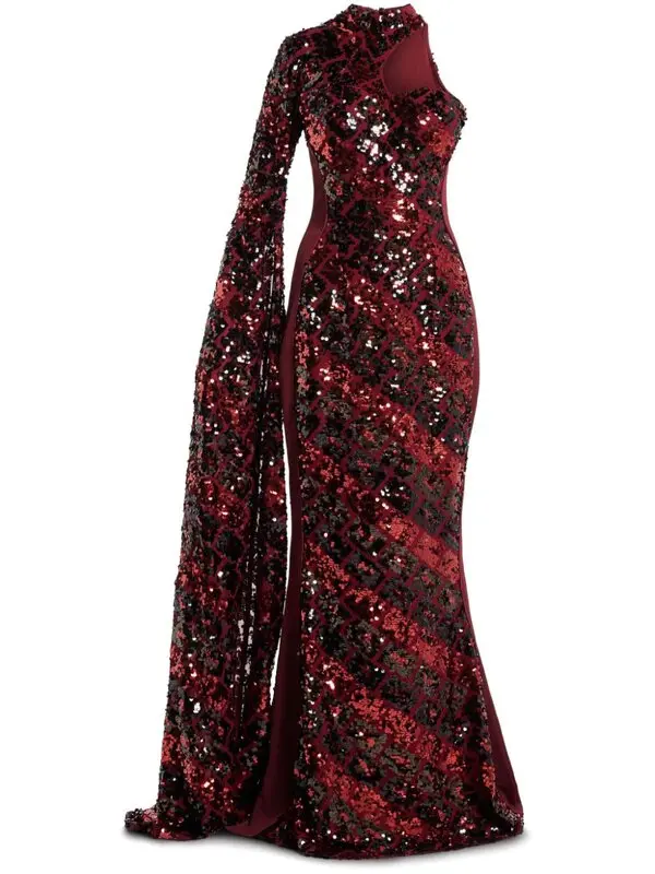 ZEENA ZAKI Sequin-embeished Gown