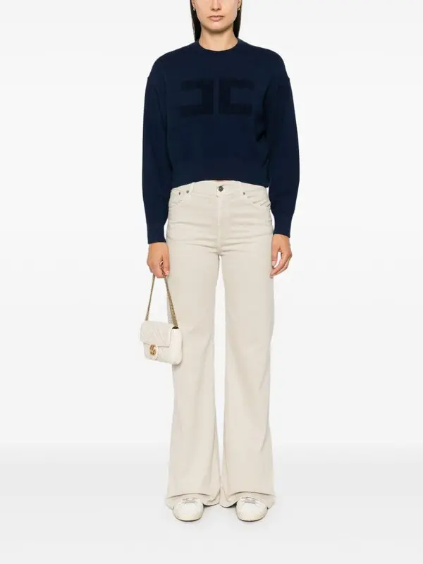Elisabetta Franchi Logo-embroidered Cropped Sweatshirt