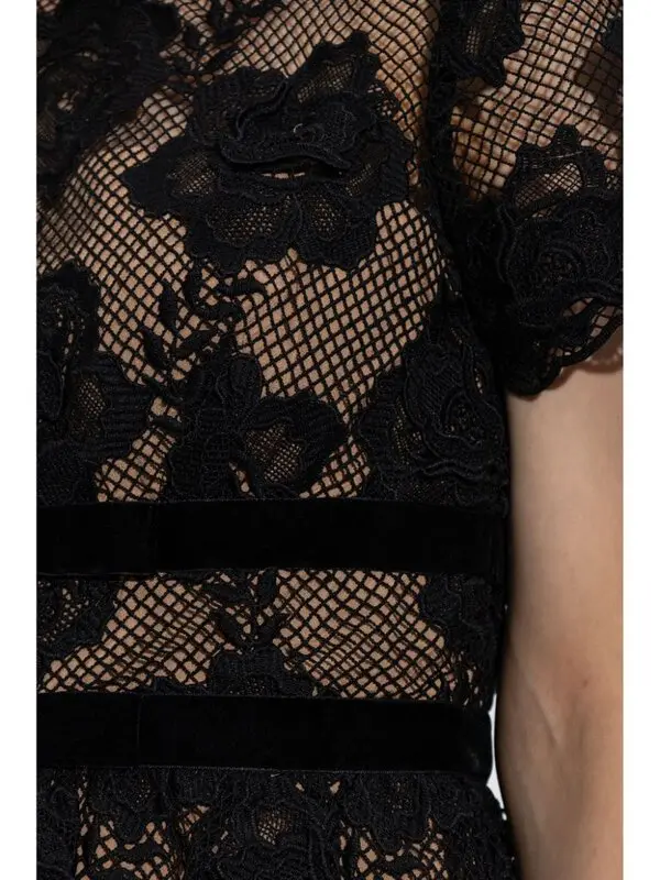 Self-Portrait Lace Midi Dress In Black - 49% Off | Editorialist