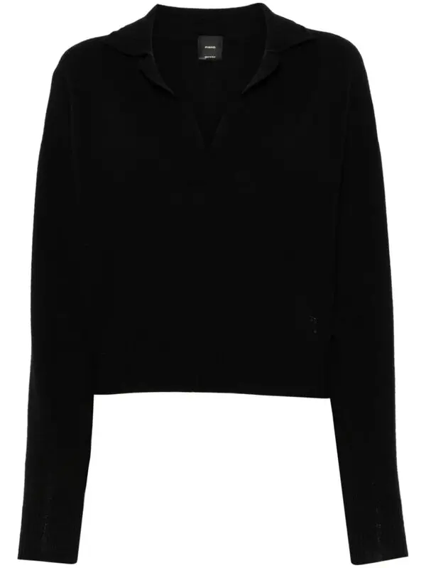 Pinko Love Birds-embroidered Polo Top - Black