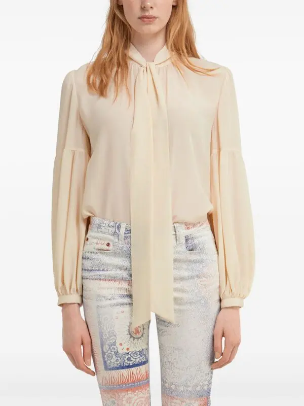 Roberto Cavalli Tie Neckline Silk Blouse