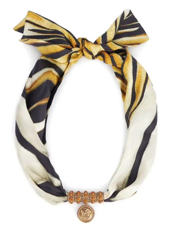 Roberto Cavalli Printed Silk Necklace - Black