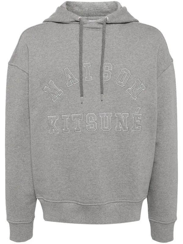 Maison Kitsuné Logo-embroidered Hoodie - Grey