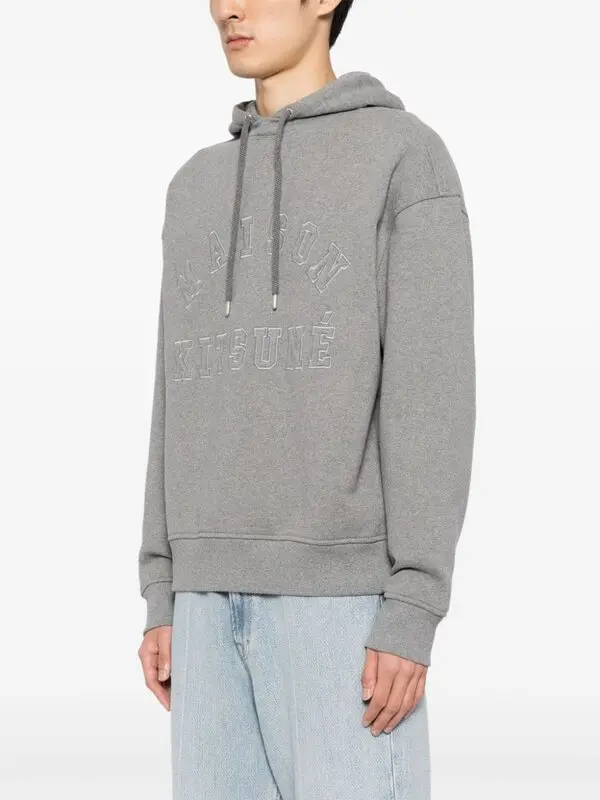 Maison Kitsuné Logo-embroidered Hoodie - Grey