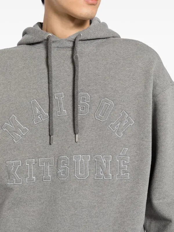 Maison Kitsuné Logo-embroidered Hoodie - Grey