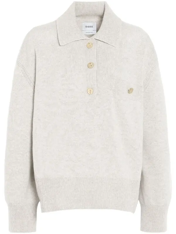 BARRIE Cashmere Polo Sweater - Grey