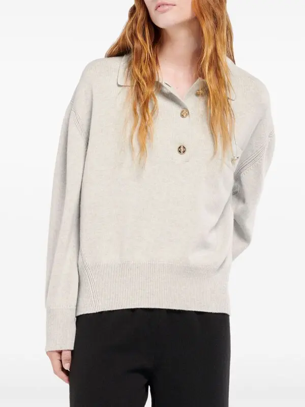 BARRIE Cashmere Polo Sweater - Grey