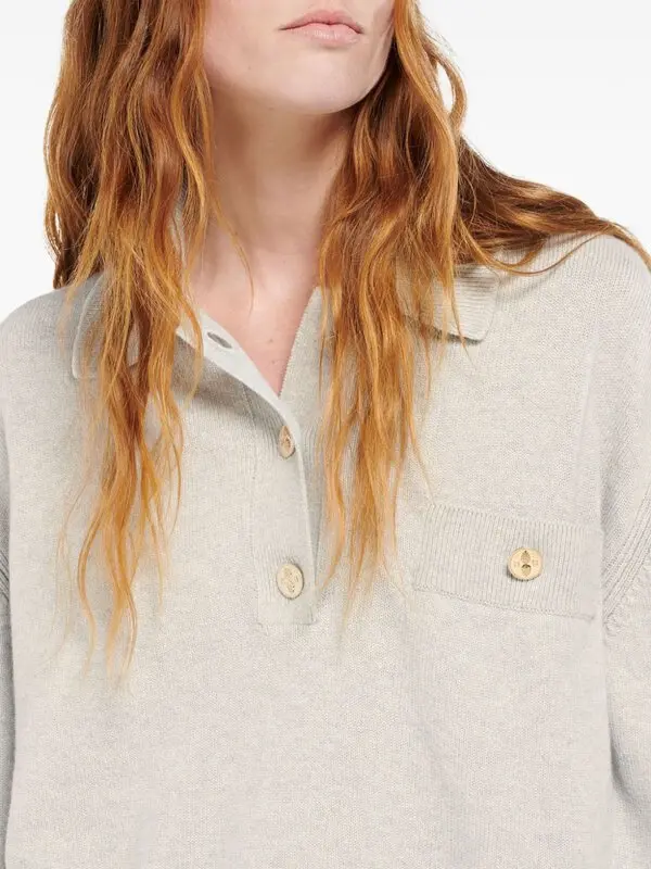 BARRIE Cashmere Polo Sweater - Grey