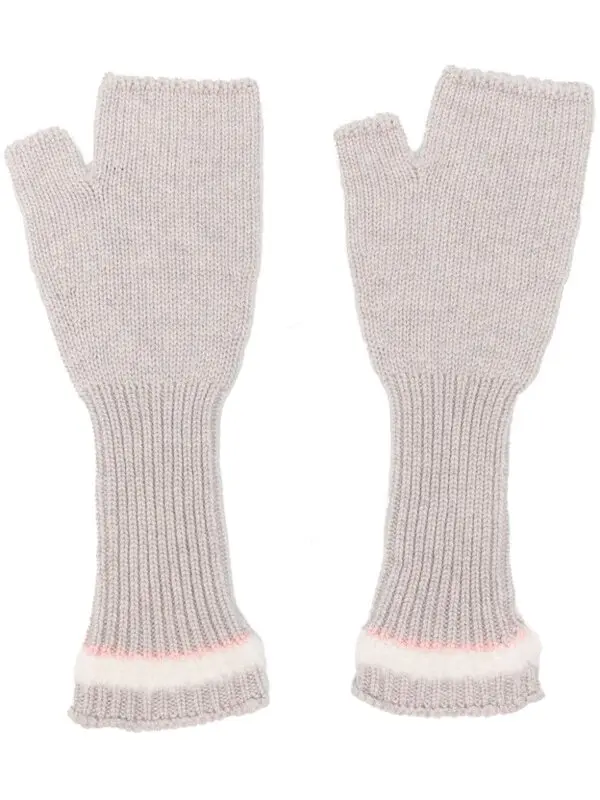 BARRIE Shearling-trim Fingerless Gloves - Grey
