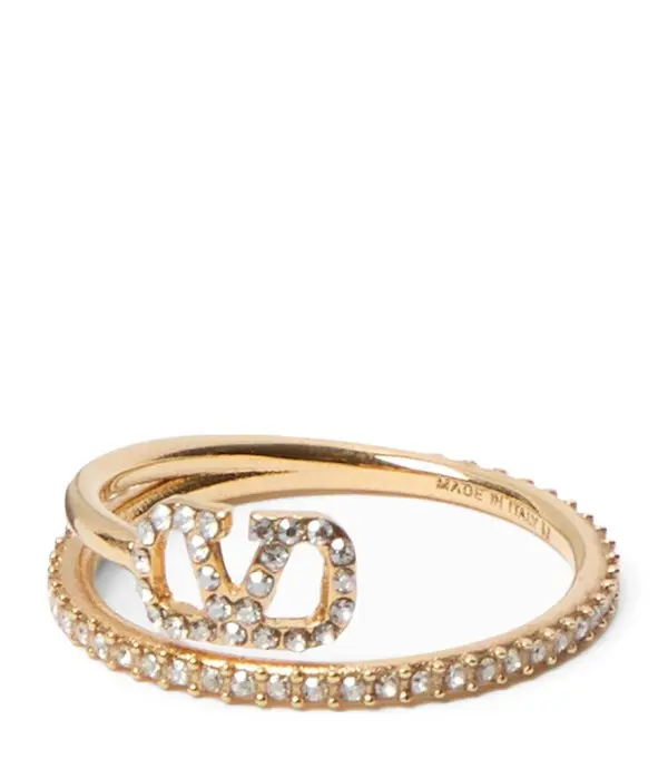 Valentino Garavani Embellished Vlogo Signature Ring - Gold