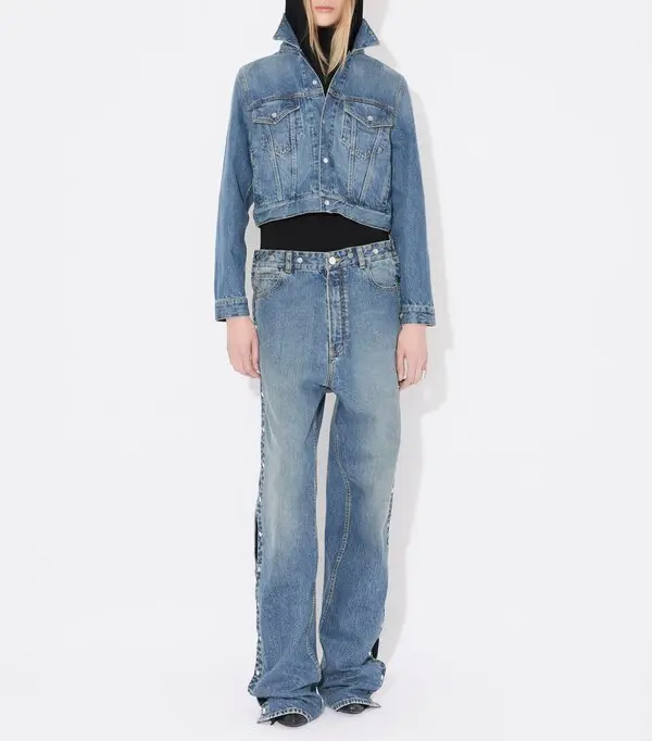 Alaïa Knitted-hood Denim Jacket