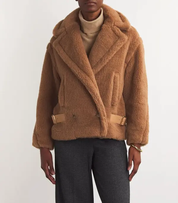 Max Mara Camel-silk Teddy Biker Jacket