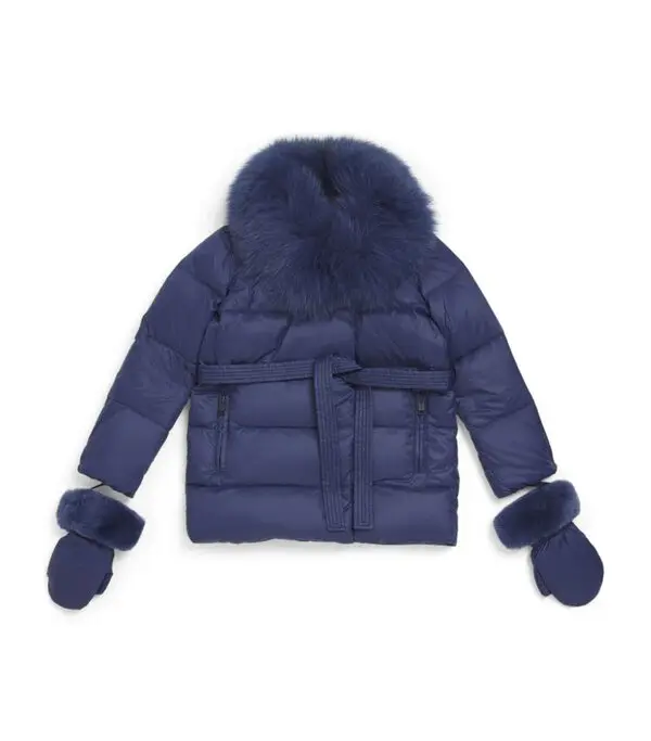 YVES SALOMON Fur-trim Down Puffer Jacket With Mittens