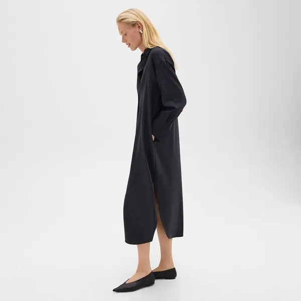Theory Oversized Shirt Dress In Stretch Flannel