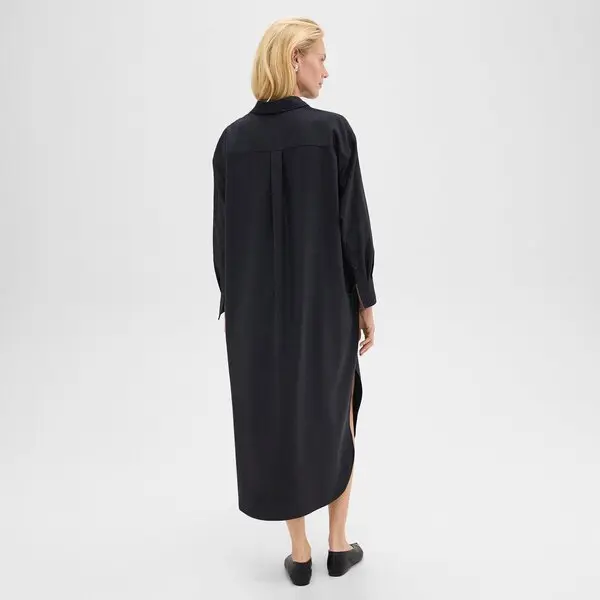 Theory Oversized Shirt Dress In Stretch Flannel