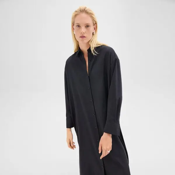 Theory Oversized Shirt Dress In Stretch Flannel