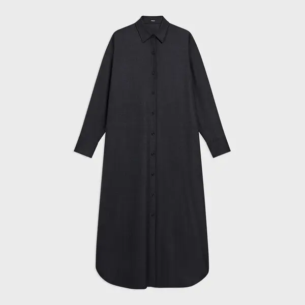 Theory Oversized Shirt Dress In Stretch Flannel