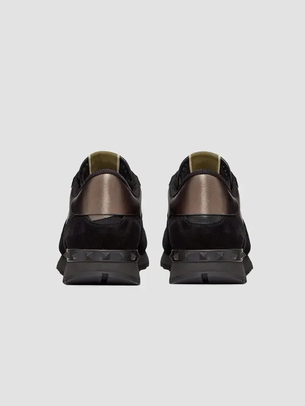 Valentino Garavani Rockrunner Camouflage Noir Metallic Sneakers - Black Multi