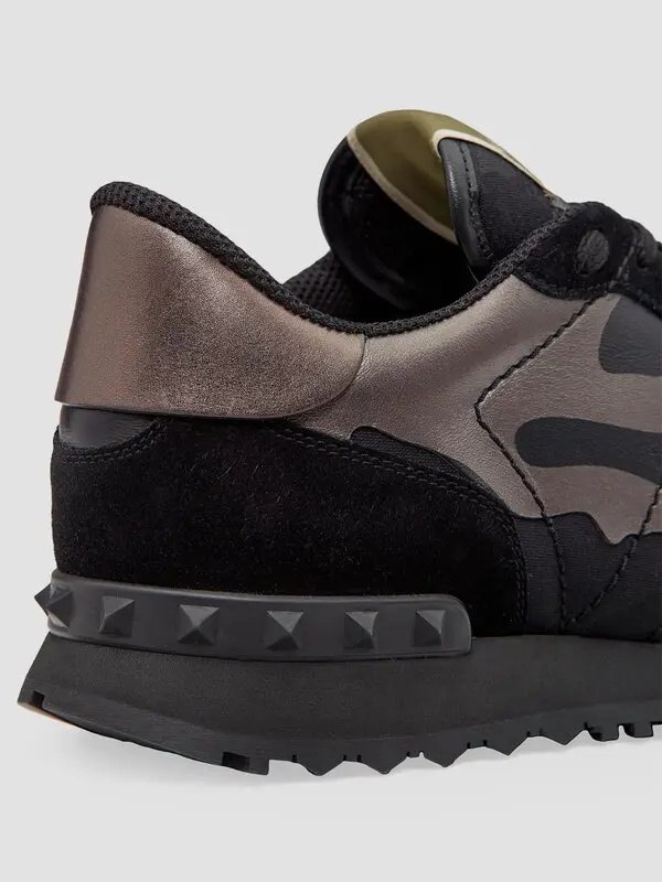 Valentino Garavani Rockrunner Camouflage Noir Metallic Sneakers - Black Multi