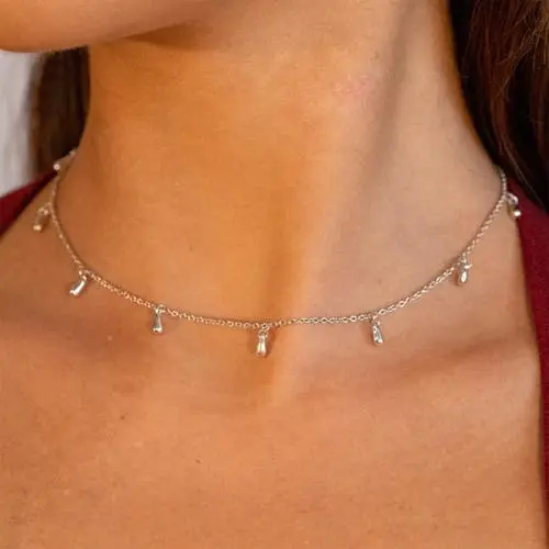 LUCY QUARTERMAINE Mini Drop Choker Necklace - Sterling Silver